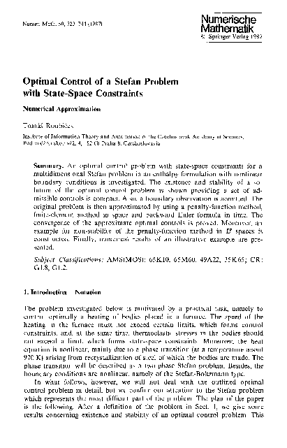 (PDF) Optimal control of a Stefan problem with state-space constraints