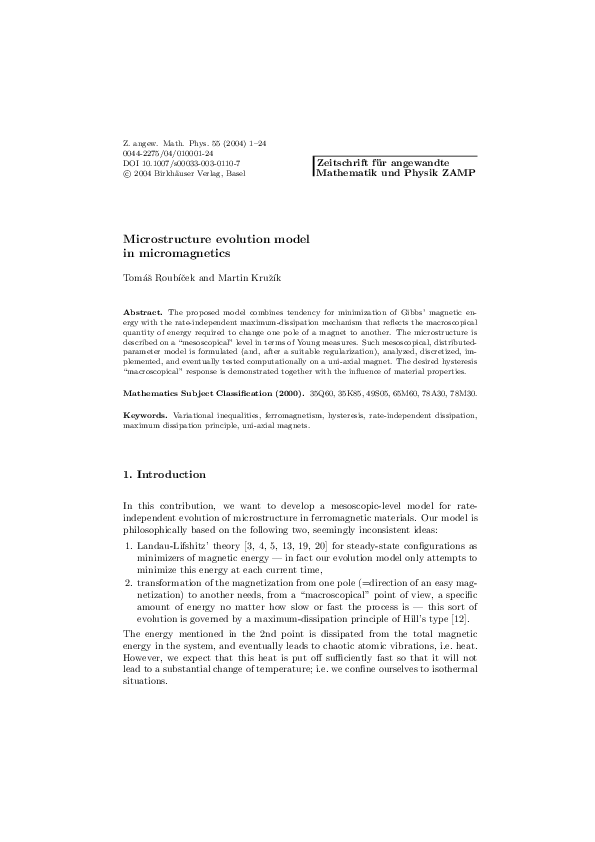 (PDF) Microstructure evolution model in micromagnetics
