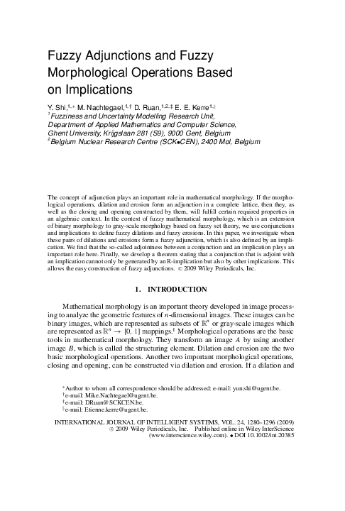 (PDF) Fuzzy adjunctions and fuzzy morphological operations based on implications