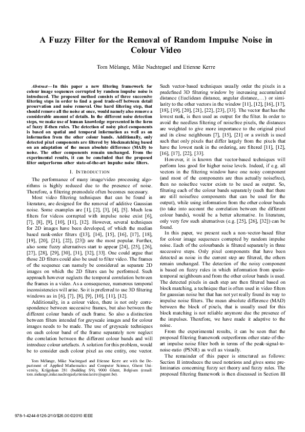 (PDF) A fuzzy filter for the removal of random impulse noise in colour video | Etienne Kerre ...