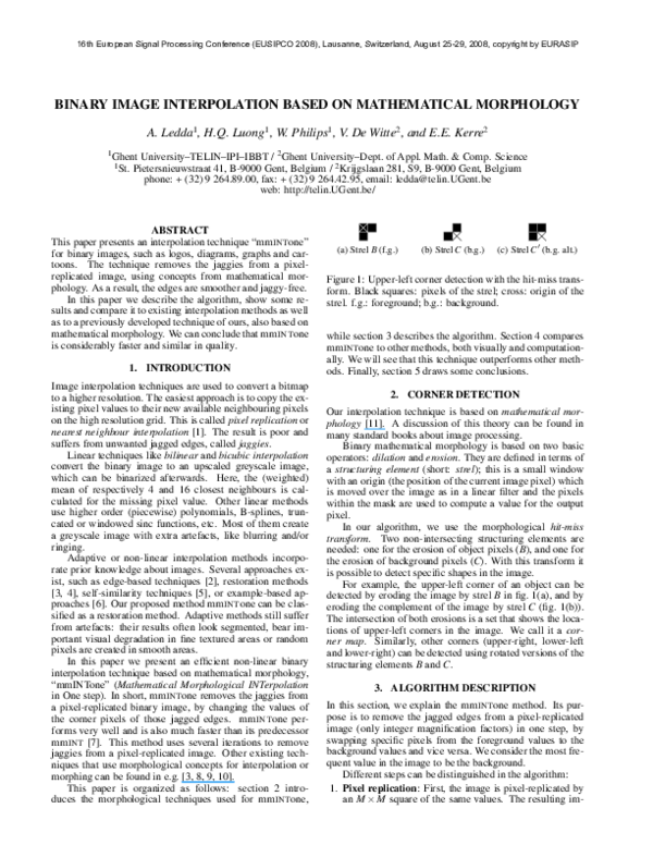 Pdf Binary Image Interpolation Based On Mathematical Morphology
