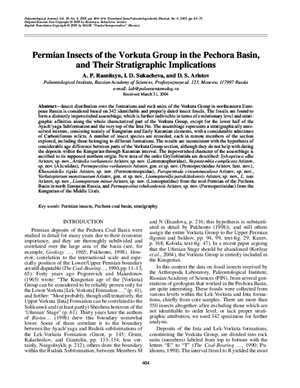(PDF) Permian Insects of the Vorkuta Group in the Pechora Basin, and ...