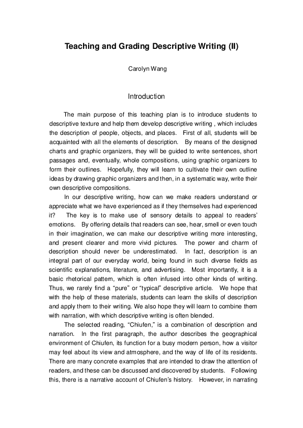 (PDF) Teaching and Grading Descriptive Writing (II