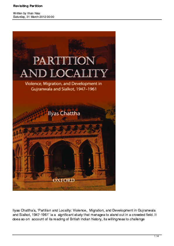 (PDF) Review of Ilyas Chattha's Partition and Locality