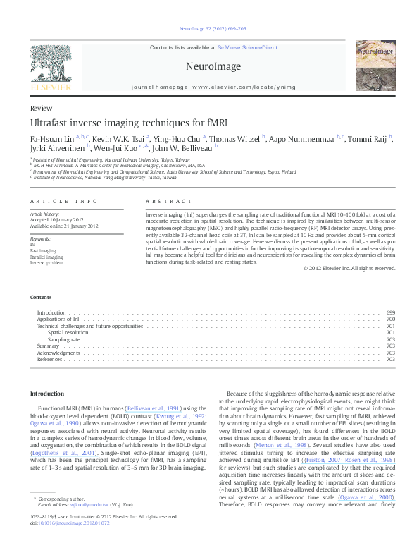 (PDF) Ultrafast inverse imaging techniques for fMRI