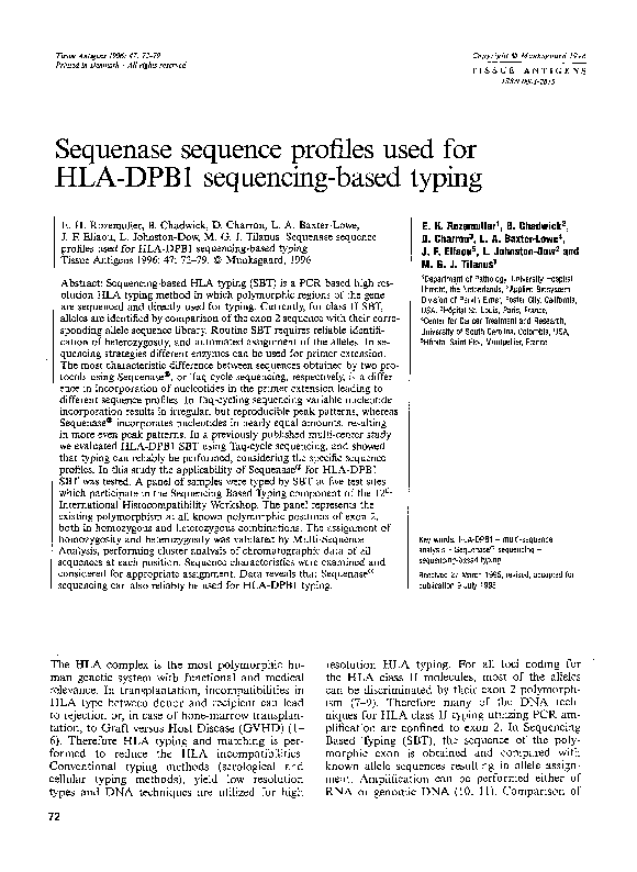 (PDF) Sequenase sequence profiles used for HLA-DPB1 sequencing-based typing