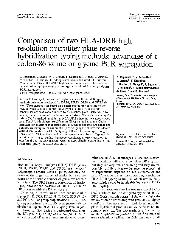 (PDF) Comparison of two HLA-DRB high resolution microtiter plate reverse hybridization typing ...