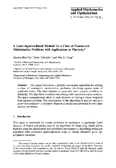 Pdf A Least Squares Based Method For A Class Of Nonsmooth Minimization Problems With