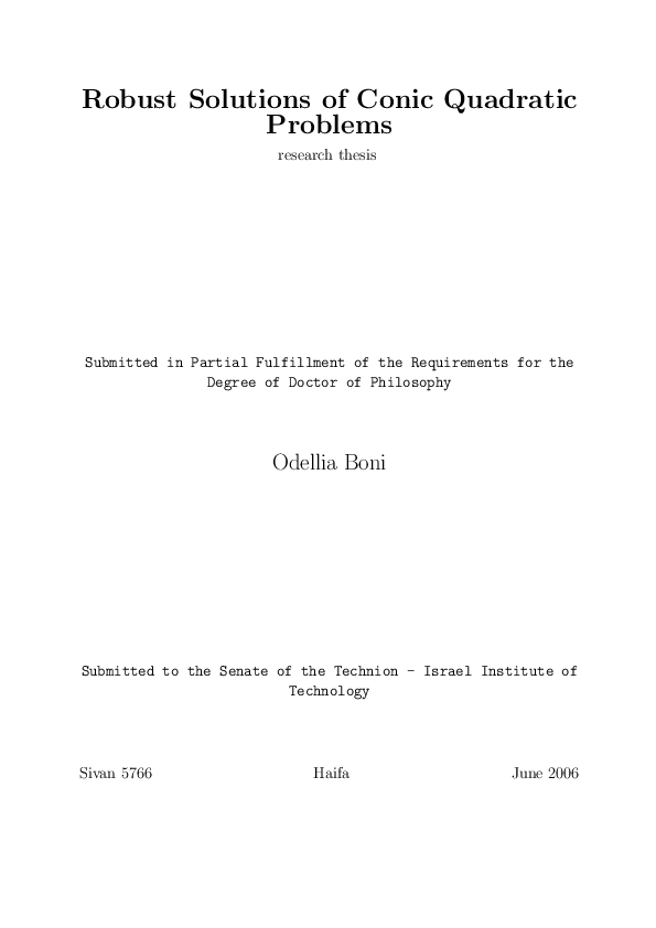 (PDF) Robust solutions to conic quadratic problems and their applications