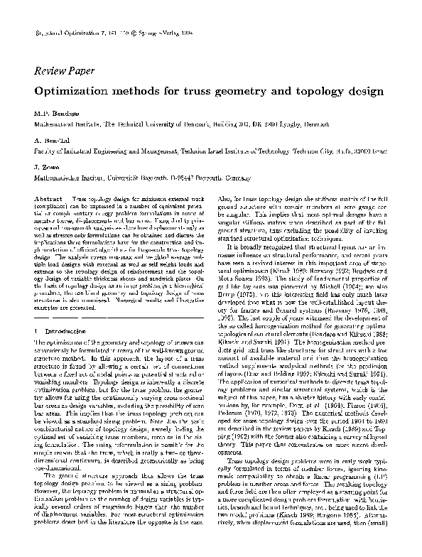 (PDF) Optimization methods for truss geometry and topology design