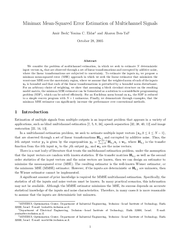 (PDF) Minimax mean-squared error estimation of multichannel signals