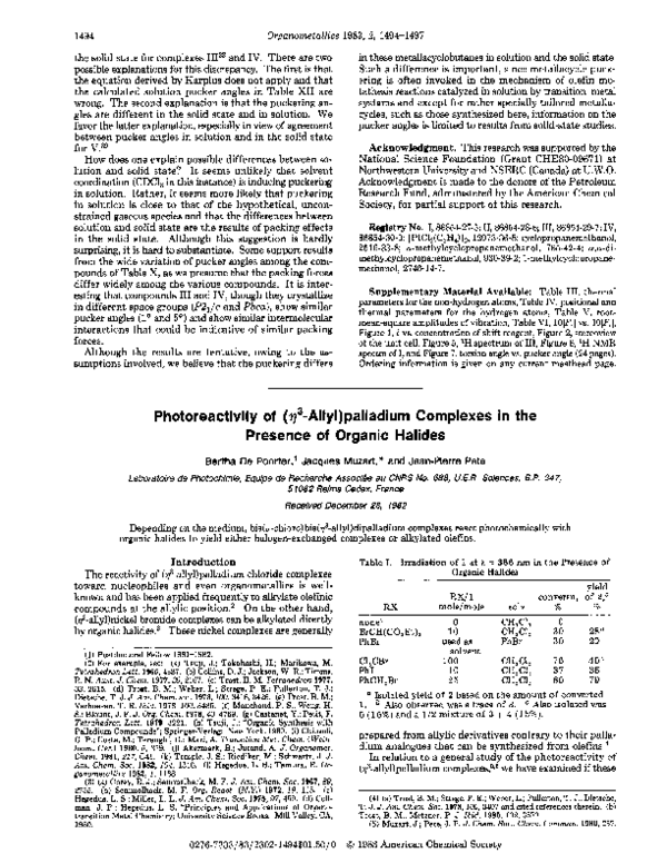 (PDF) Photoreactivity of (.eta.3-allyl)palladium complexes in the ...
