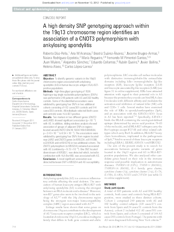 (PDF) A high density SNP genotyping approach within the 19q13 ...