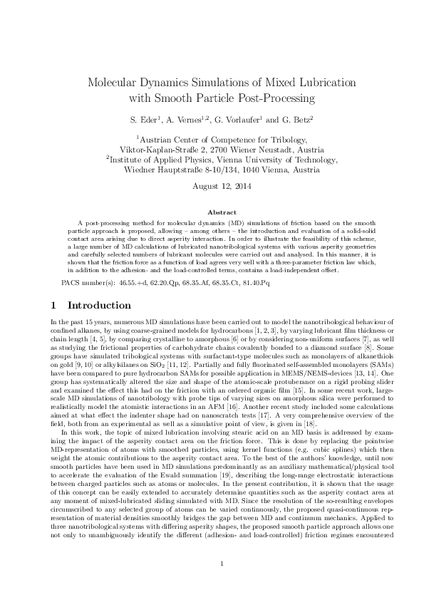 (PDF) Molecular dynamics simulations of mixed lubrication with smooth particle post-processing ...