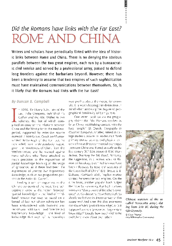 (PDF) Rome and China: Did the Romans have links with the Far East?