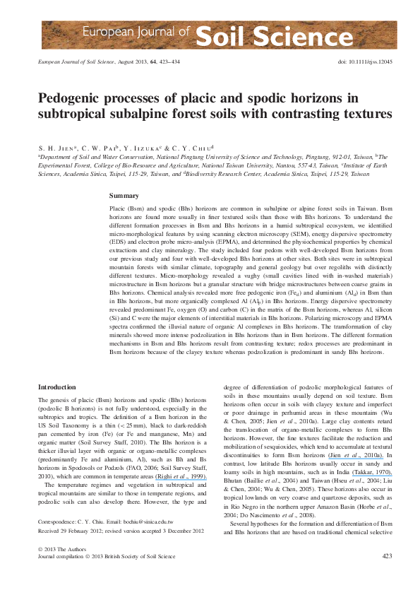 (PDF) Micromorphological and chemical characteristics of placic and ...