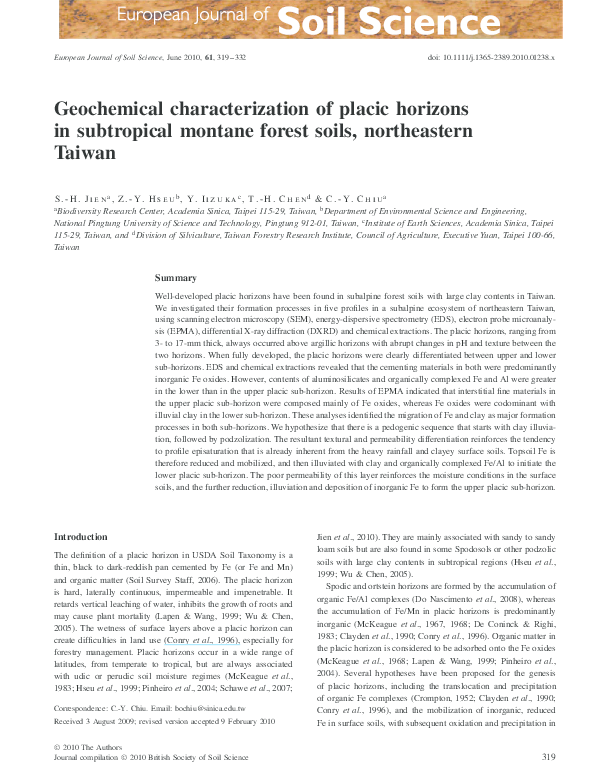 (PDF) Micromorphological and chemical characteristics of placic and ...