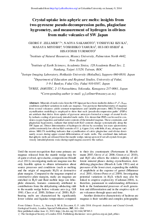 (PDF) Crystal uptake into aphyric arc melts: insights from two-pyroxene ...