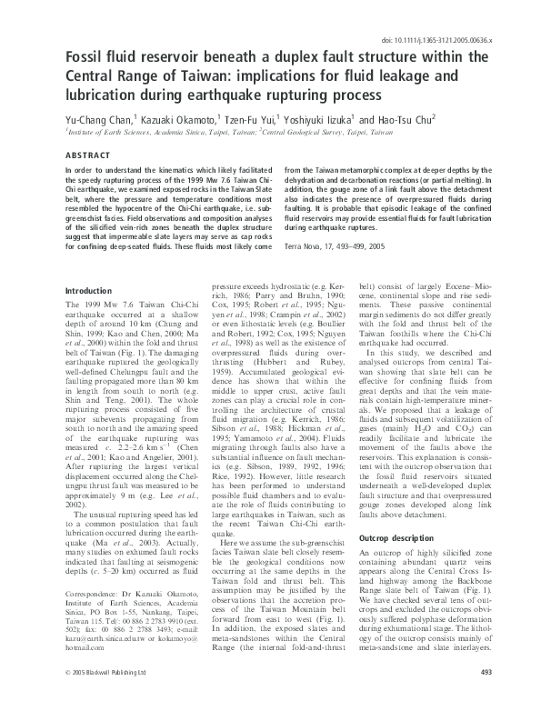 (PDF) Fossil fluid reservoir beneath a duplex fault structure within ...