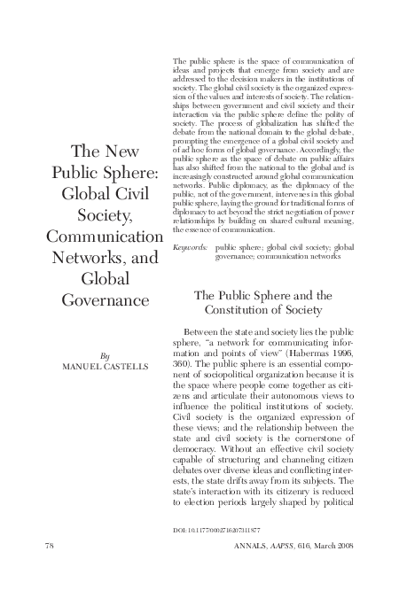 (PDF) The New Public Sphere Manuel Castell