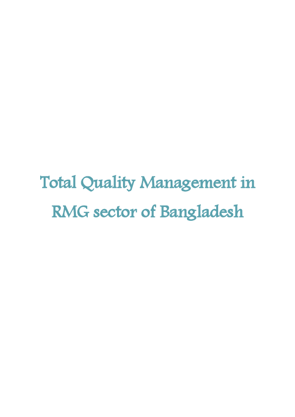 (PDF) Total Quality Management in RMG sector of Bangladesh