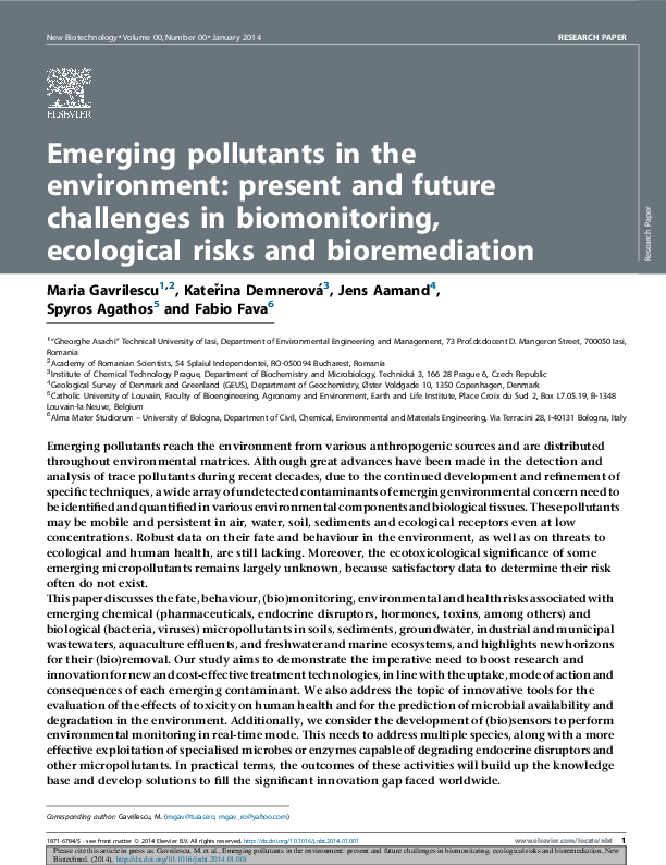 (PDF) Emerging pollutants in the environment: present and future ...