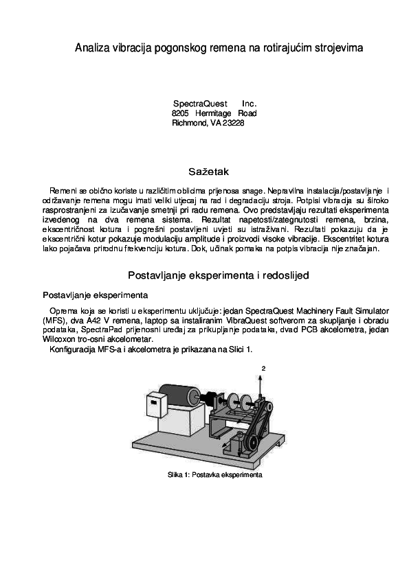 (PDF) Analiza vibracija pogonskog remena na rotirajućim strojevima
