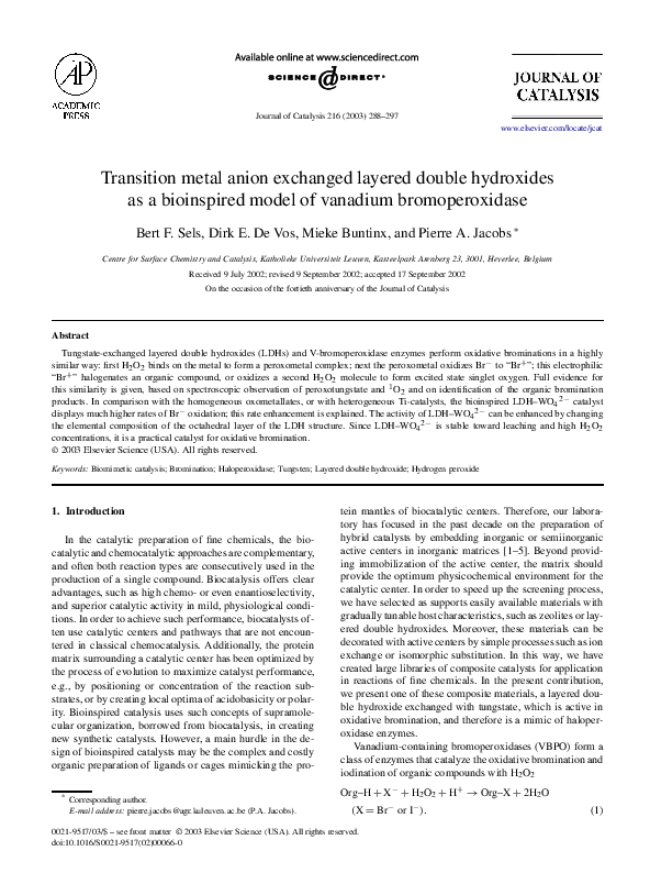 (PDF) Transition metal anion exchanged layered double hydroxides as a ...