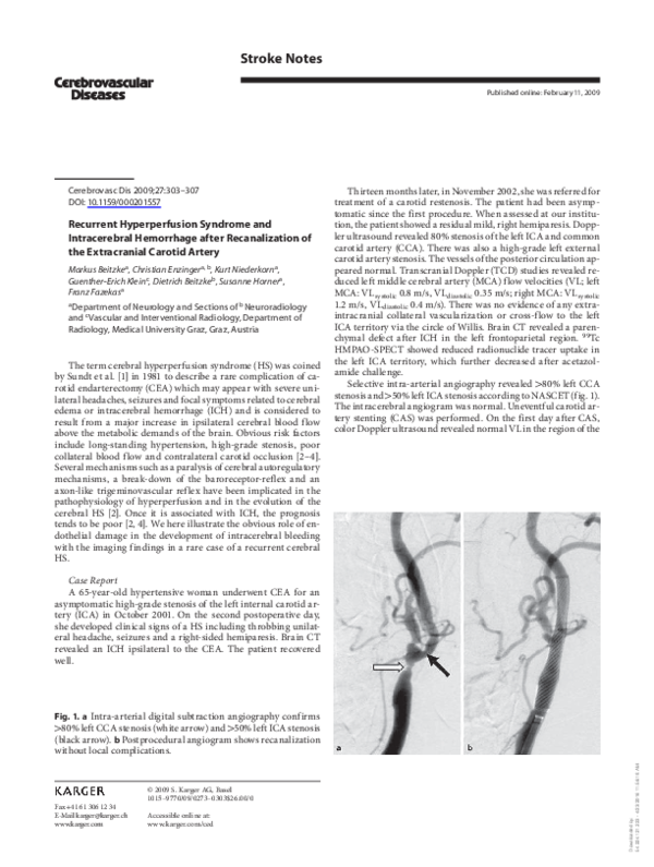 (PDF) Cerebral hyperperfusion syndrome: A novel presentation of ...