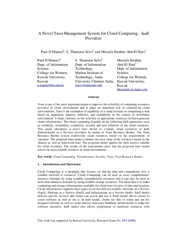(PDF) Trust management system for grid and cloud resources