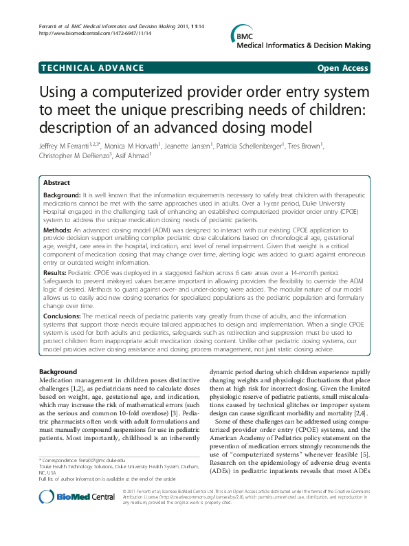 (PDF) Using a computerized provider order entry system to meet the ...