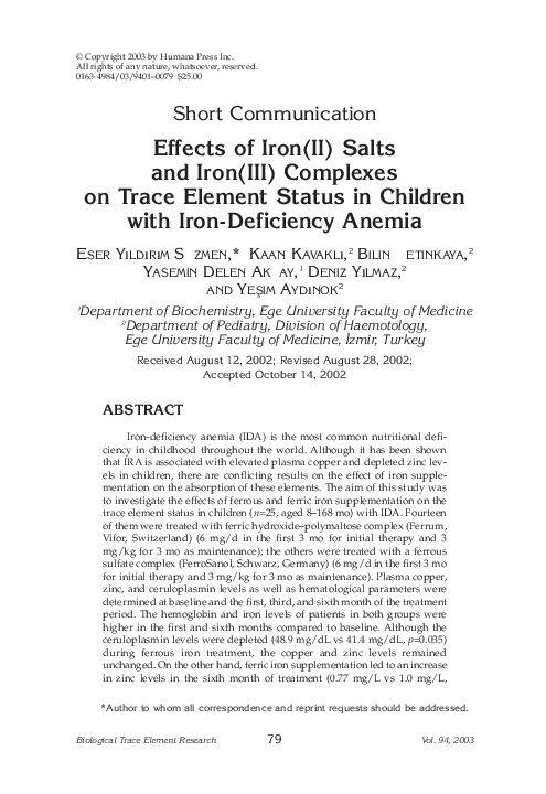(PDF) Effects of Iron(II) Salts and Iron(III) Complexes on Trace ...