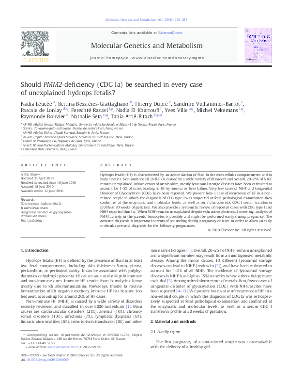 (PDF) Should PMM2-deficiency (CDG Ia) be searched in every case of ...