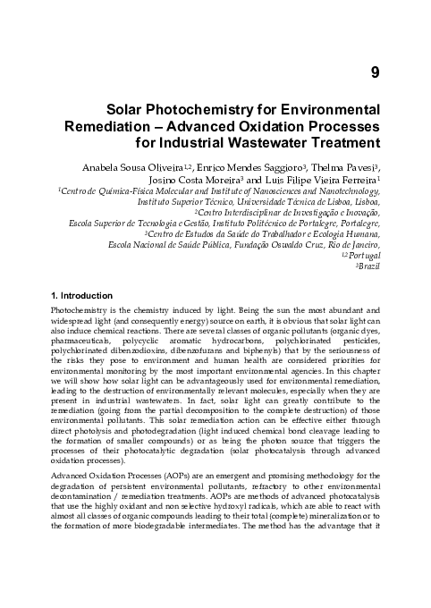 (PDF) Solar Photochemistry for Environmental Remediation - Advanced ...