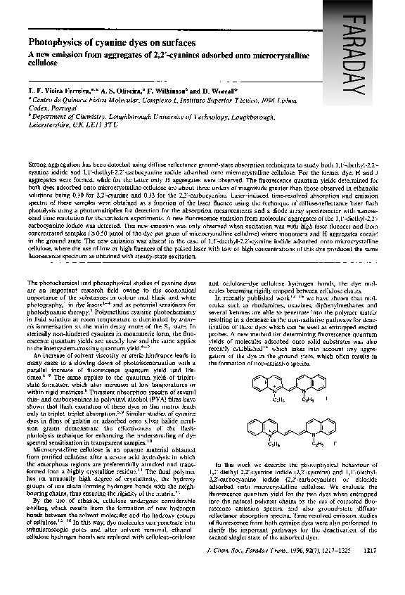 (PDF) Photophysics of cyanine dyes on surfaces. A new emission from ...