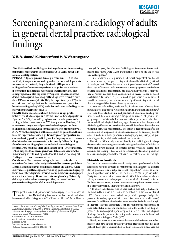 (PDF) Screening panoramic radiology of adults in general dental ...