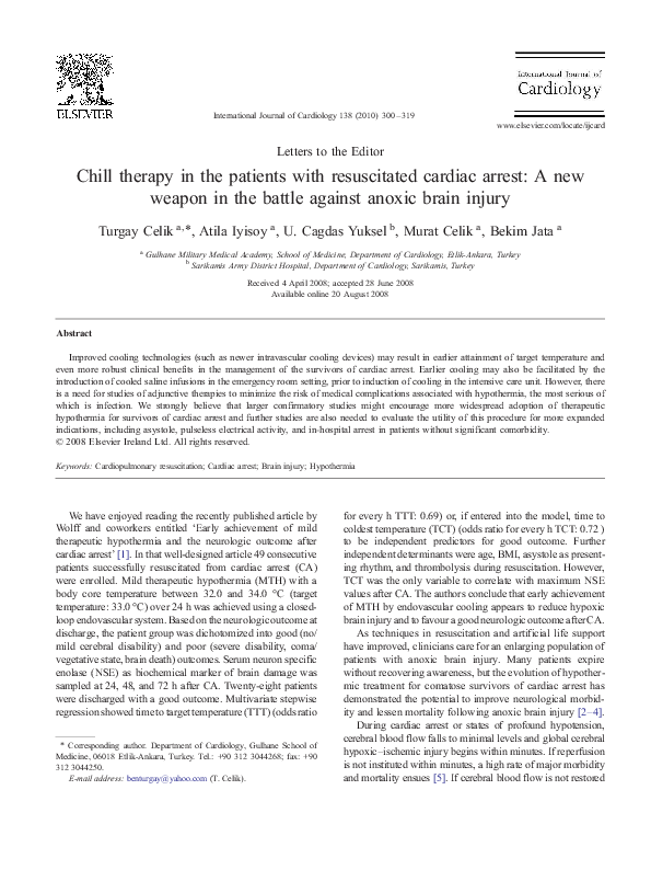 (PDF) Chill therapy in the patients with resuscitated cardiac arrest: A ...