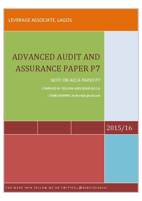 (PDF) ADVANCED AUDIT AND ASSURANCE PAPER P