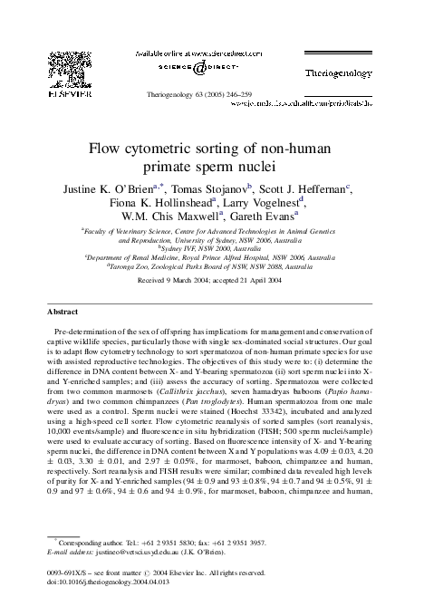 (PDF) Flow cytometric sorting of non-human primate sperm nuclei