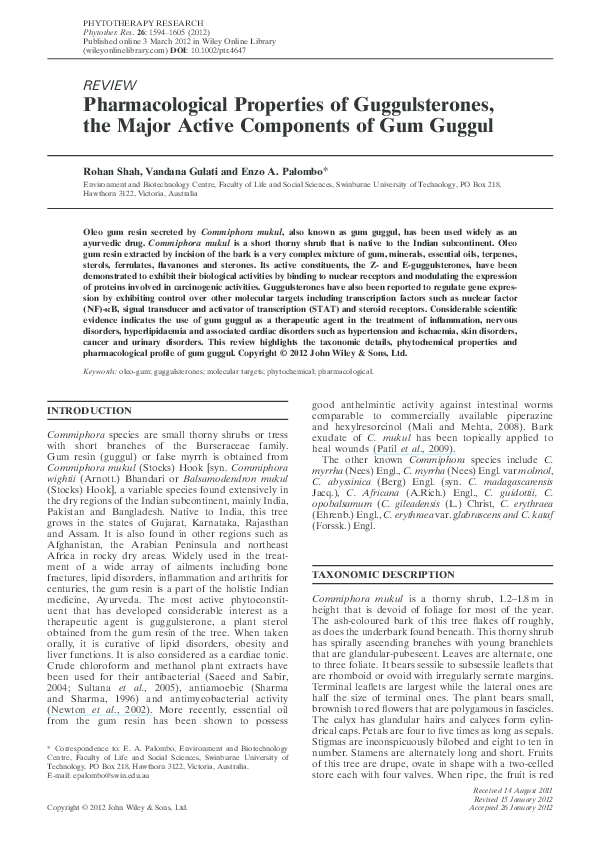 (PDF) Pharmacological Properties of Guggulsterones, the Major Active ...