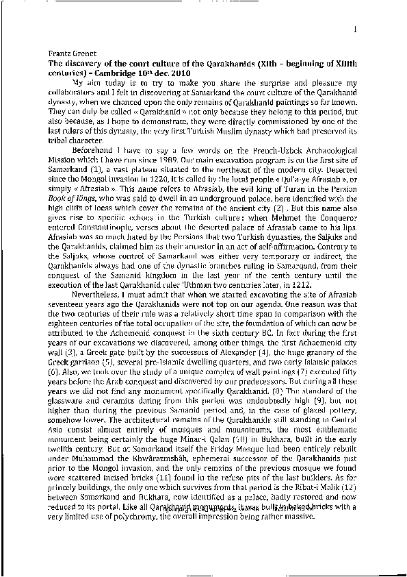(PDF) The discovery of the court culture of the Qarakhanids (XIth ...