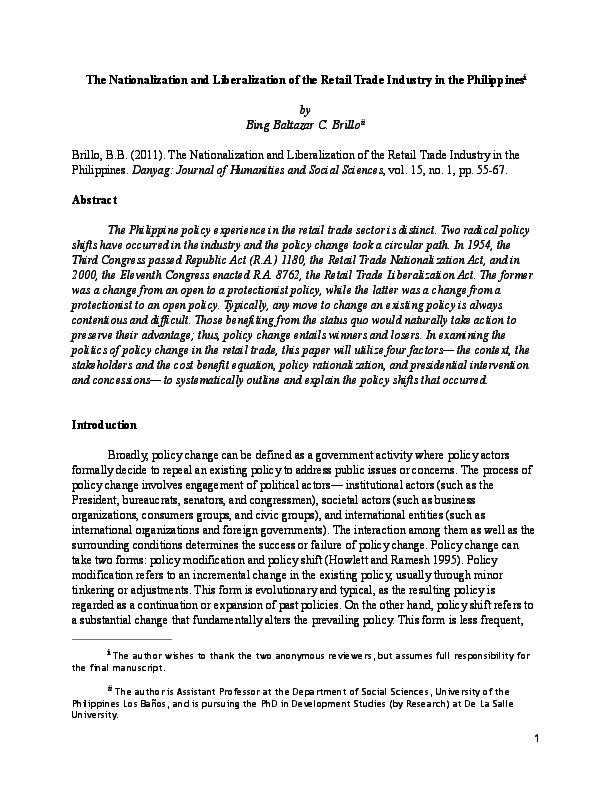 (PDF) The Nationalization and Liberalization of the Retail Trade ...