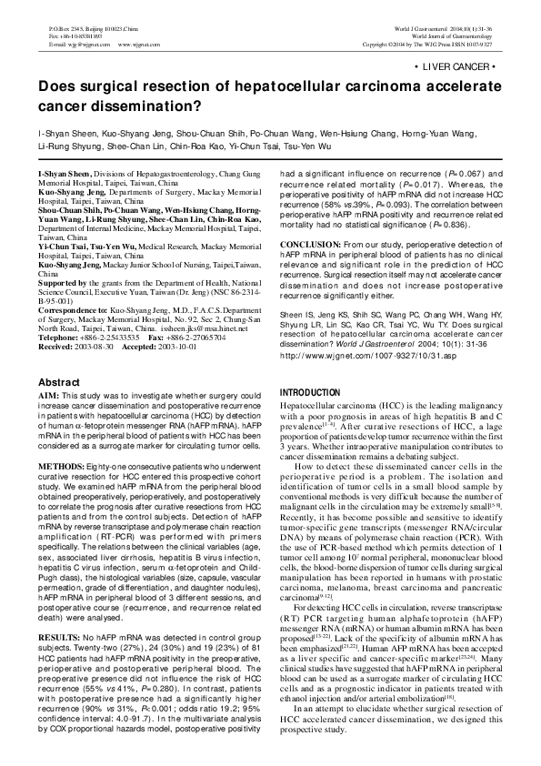(PDF) Does surgical resection of hepatocellular carcinoma accelerate ...