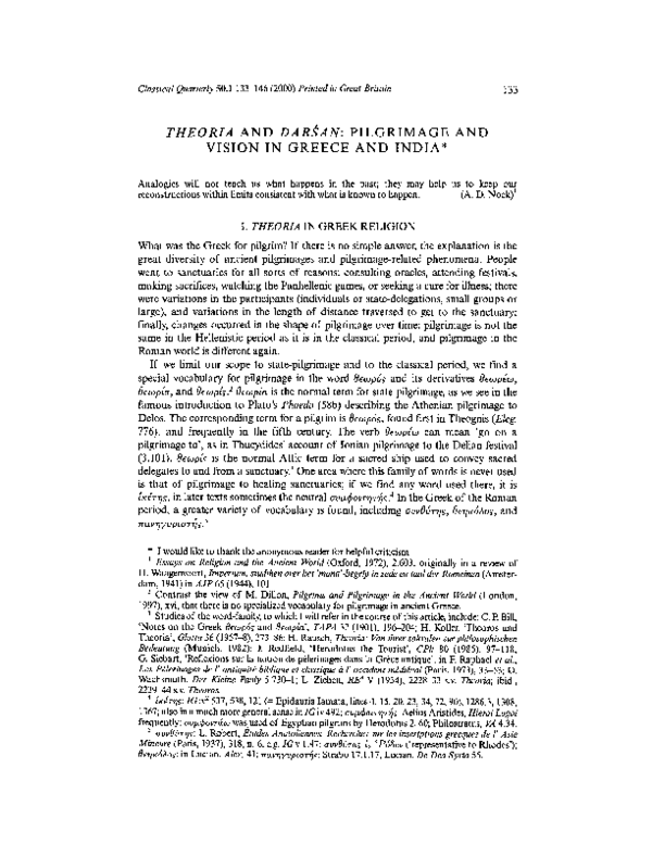 (PDF) "Theoria and Darshan: Pilgrimage as Gaze in Greece and India ...