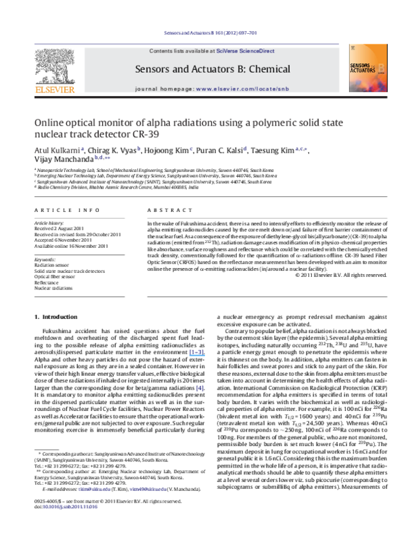 (PDF) Online optical monitor of alpha radiations using a polymeric ...
