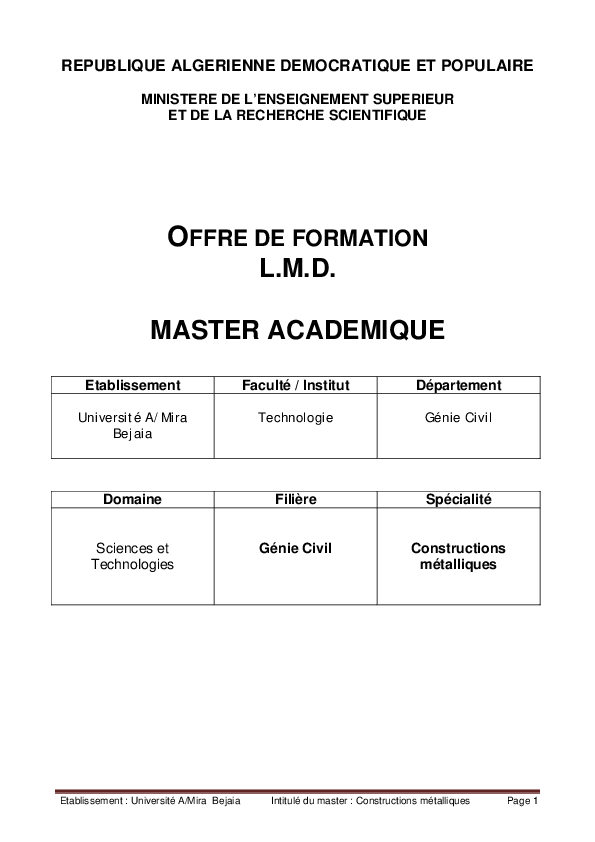(PDF) REPUBLIQUE ALGERIENNE DEMOCRATIQUE ET POPULAIRE MINISTERE DE L'ENSEIGNEMENT SUPERIEUR ET ...