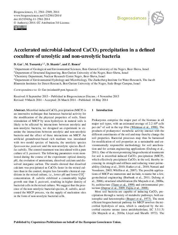 (PDF) Accelerated microbial-induced CaCO 3 precipitation in a defined ...
