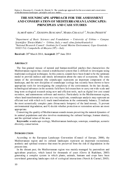 (PDF) The Soundscape Approach for the Assessment and Conservation of ...