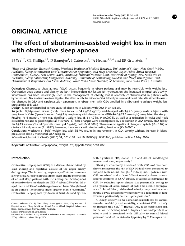 (PDF) The effect of sibutramine-assisted weight loss in men with ...
