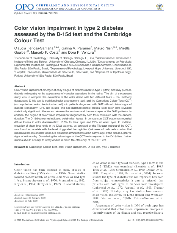 (PDF) Color vision impairment in type 2 diabetes assessed by the D-15d ...